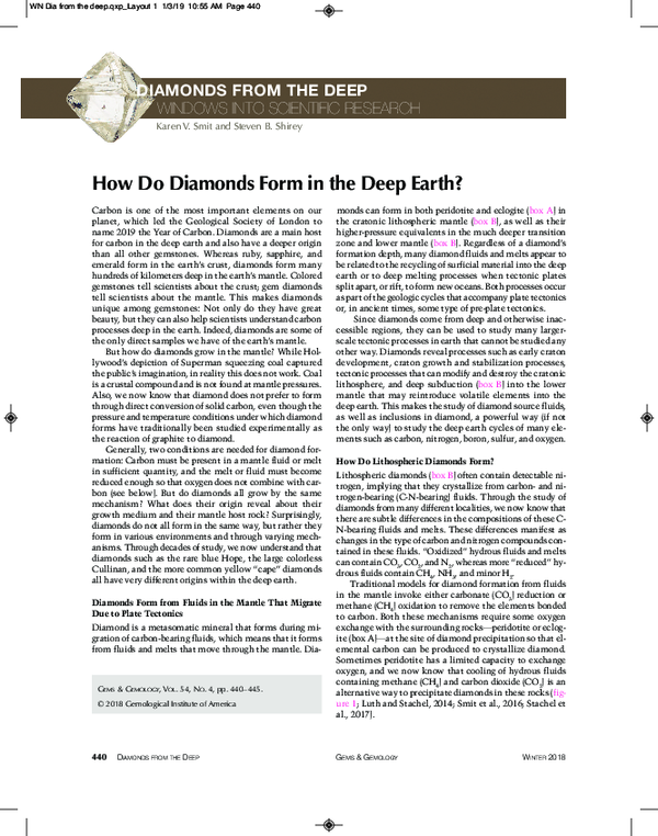 (PDF) How Do Diamonds Form in the Deep Earth?