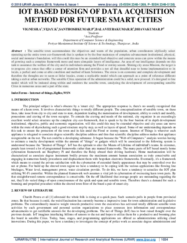 (PDF) IOT BASED DESIGN OF DATA ACQUISITION METHOD FOR FUTURE SMART CITIES