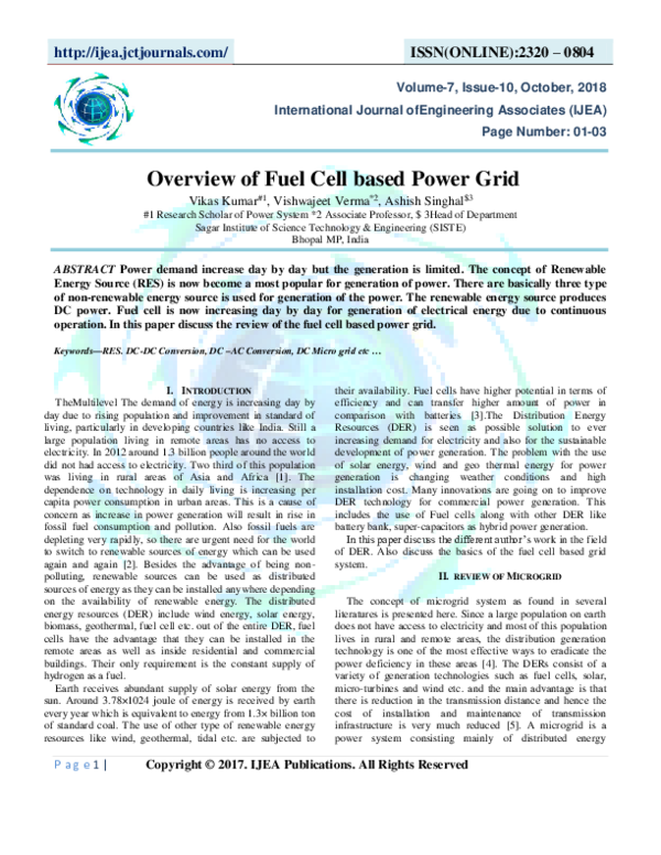 (PDF) Overview of Fuel Cell based Power Grid