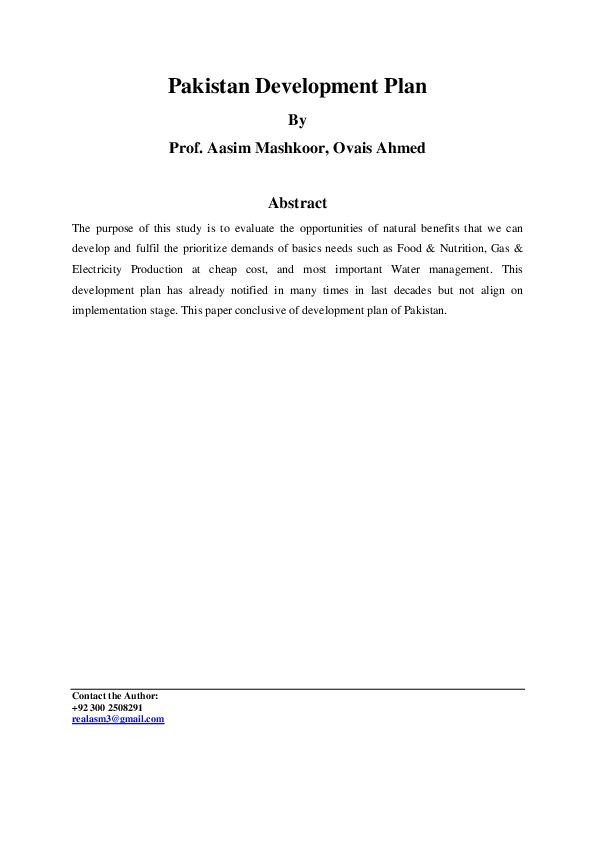 (PDF) Pakistan Development Plan