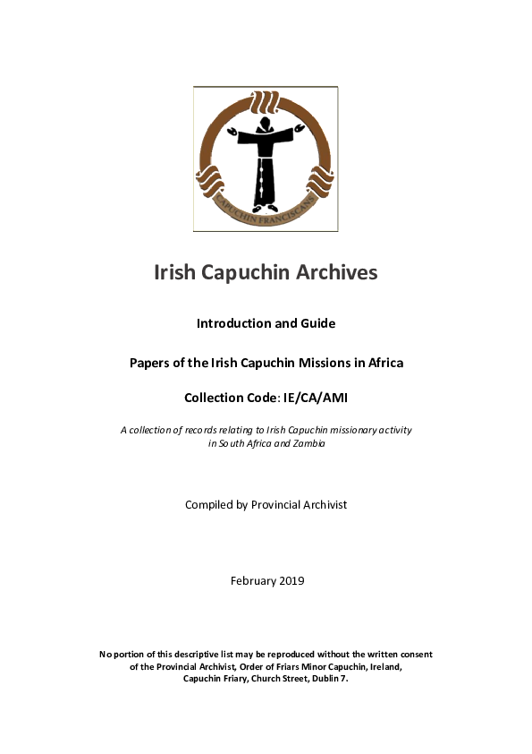 (PDF) Introduction and Guide to Papers of the Irish Capuchin Missions ...