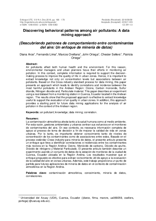 (PDF) Discovering behavioral patterns among air pollutants: A data mining approach