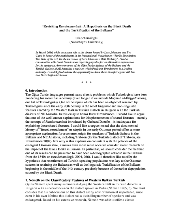 (PDF) “Revisiting ‘Randosmanisch’: A Hypothesis on the Black Death and ...