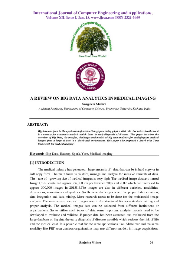 (PDF) A REVIEW ON BIG DATA ANALYTICS I N MEDICAL IMAGING