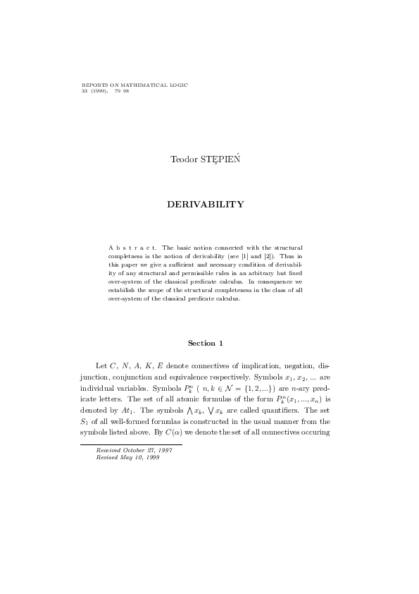 (PDF) Derivability