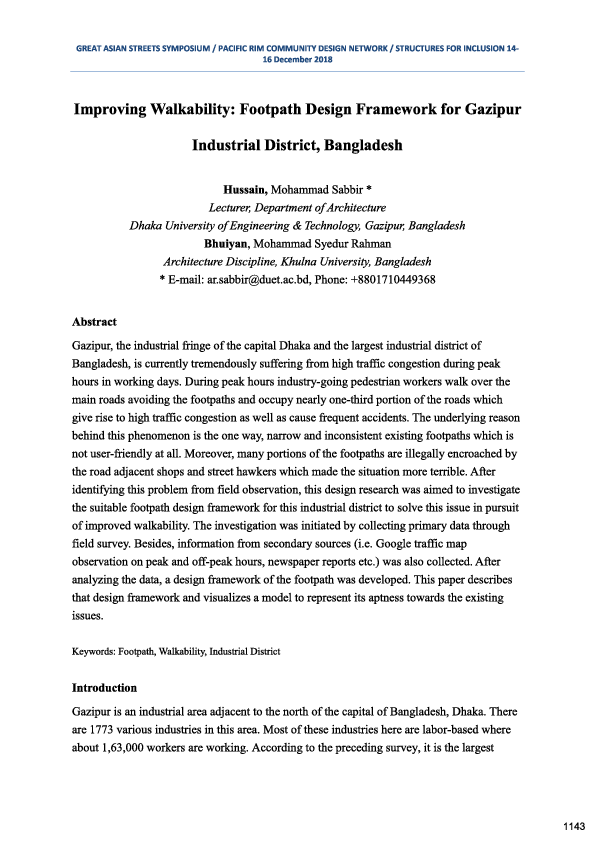 (PDF) Improving Walkability: Footpath Design Framework for Gazipur ...