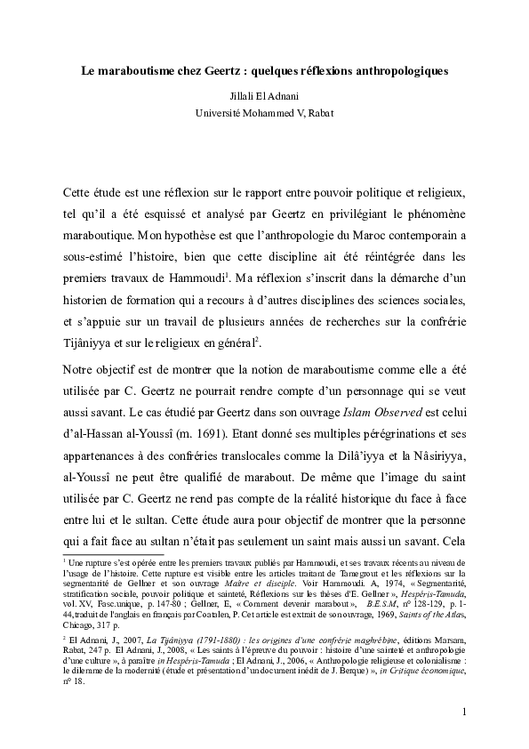 (DOC) Le maraboutisme chez Geertz quelques réflexions anthropologiques.doc