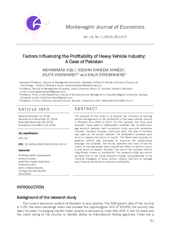 (PDF) Factors Influencing the Profitability of Heavy Vehicle Industry ...