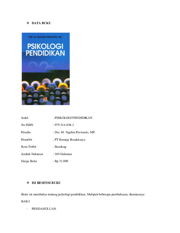 Doc Resensi Buku Psikologi Pendidikan Docx