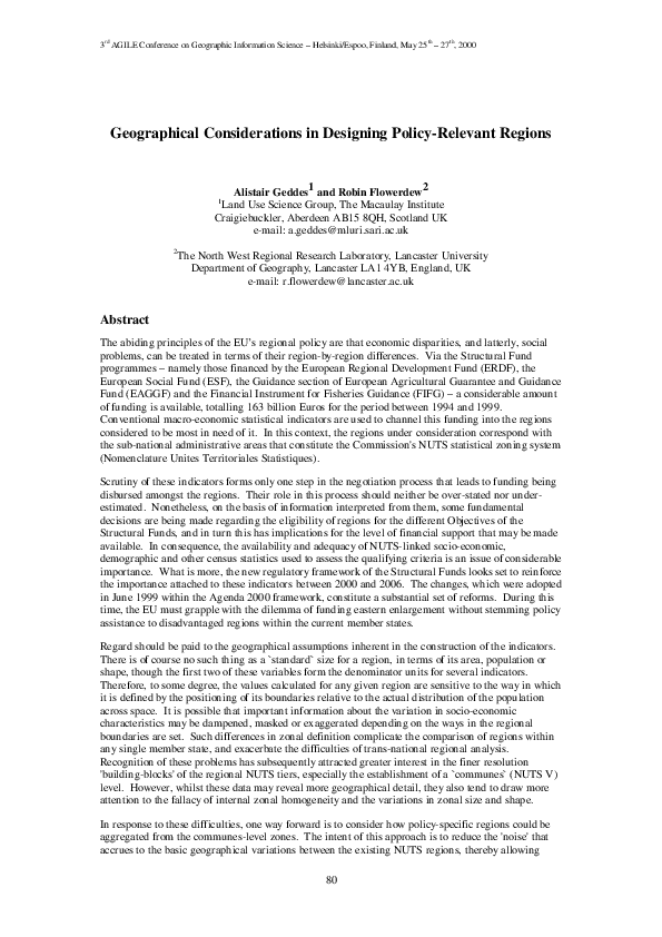 (PDF) Geographical considerations in designing policyrelevant regions
