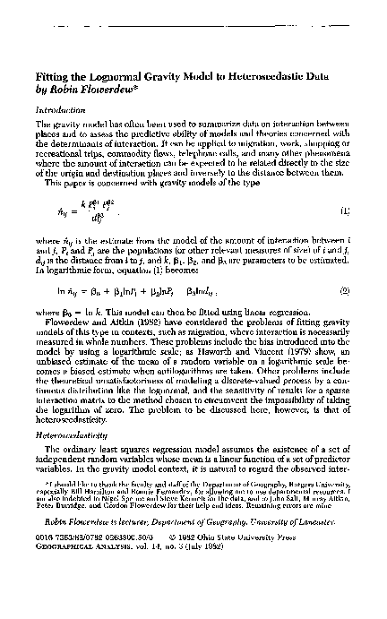 (PDF) Fitting the Lognormal Gravity Model to Heteroscedastic Data