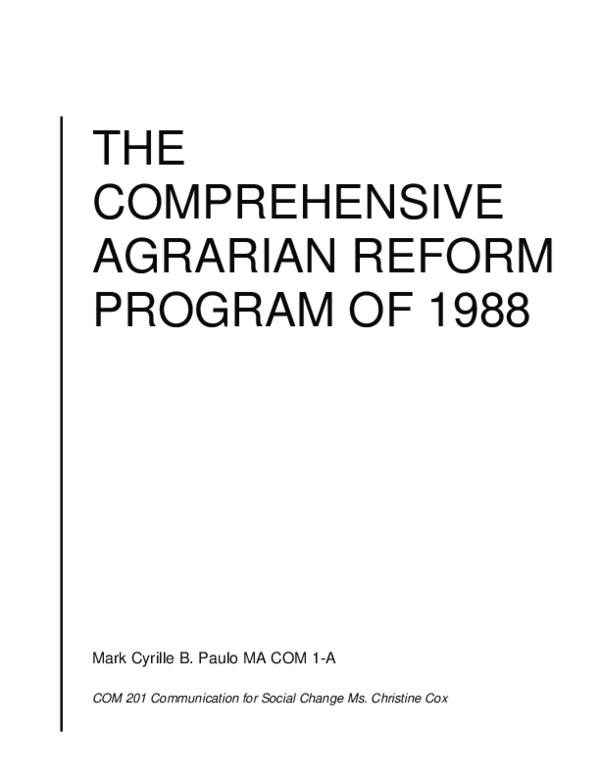 (DOC) The Comprehensive Agrarian Reform Program as Participatory ...