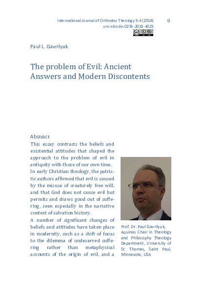 (PDF) Problem of Evil Ancient Answers and Modern Discontents