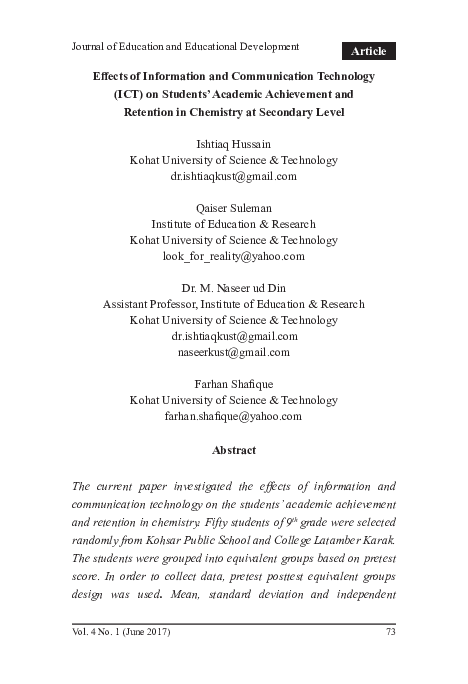 (PDF) Effects of Information and Communication Technology (ICT) on ...