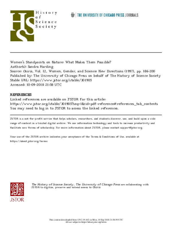 (PDF) Womens Standpoints on Nature What Makes Them Possible by Sandra ...