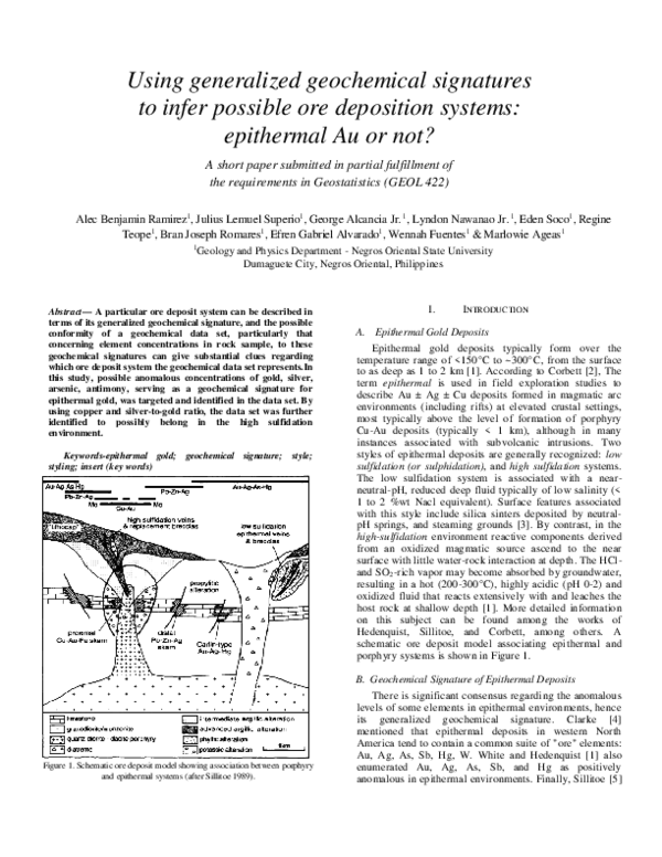 (PDF) Using generalized geochemical signatures to infer possible ore ...