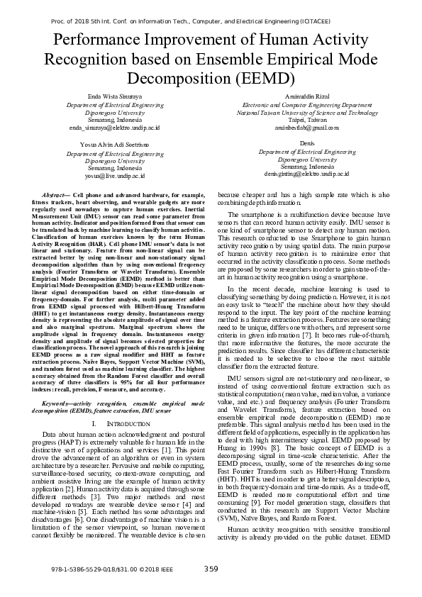 (PDF) Performance Improvement of Human Activity Recognition based on Ensemble Empirical Mode ...