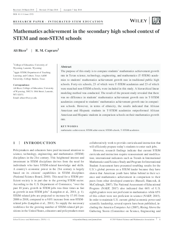 (PDF) Mathematics achievement in the secondary high school context of ...