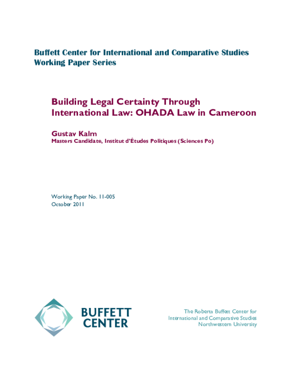 (PDF) Building Legal Certainty Through International Law: OHADA Law in ...