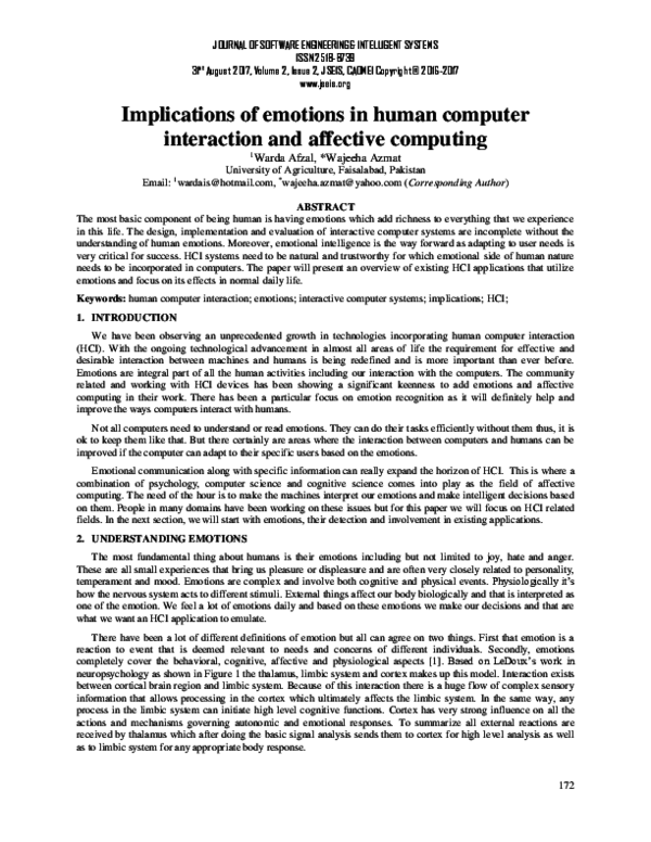 (PDF) Implications of emotions in human computer interaction and ...