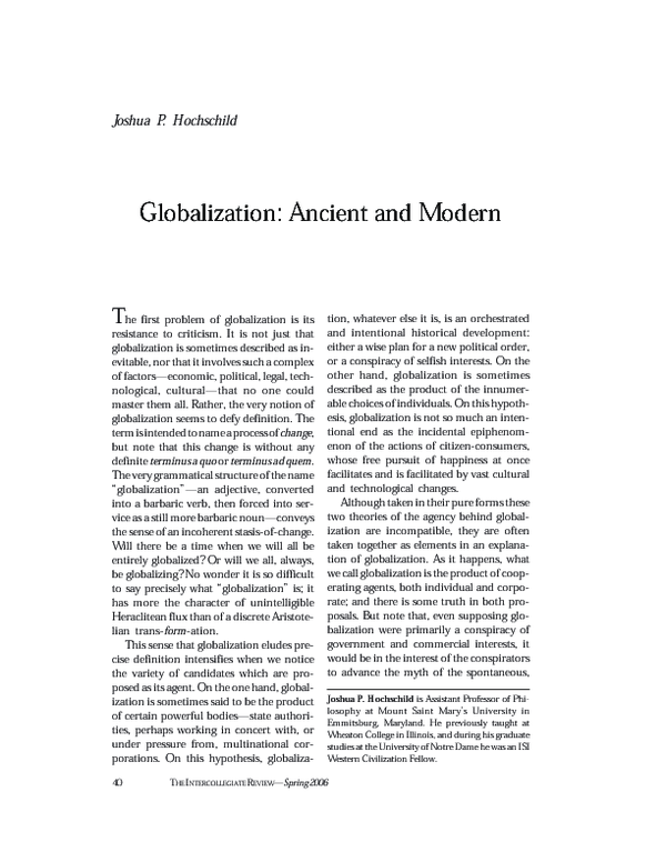 (PDF) Globalization: Ancient and Modern