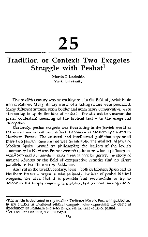 (PDF) Martin I. Lockshin, “Tradition or Context: Two Exegetes Struggle ...