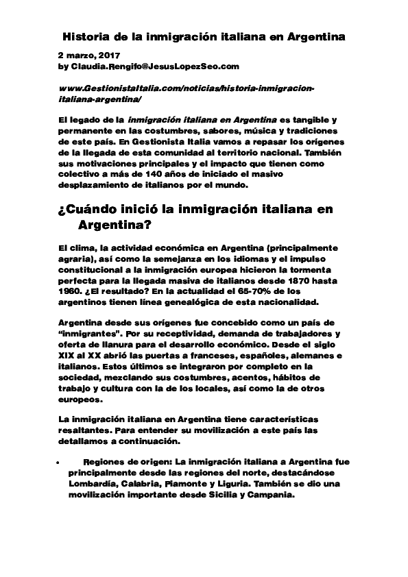 (DOC) Historia de la inmigración italiana en Argentina