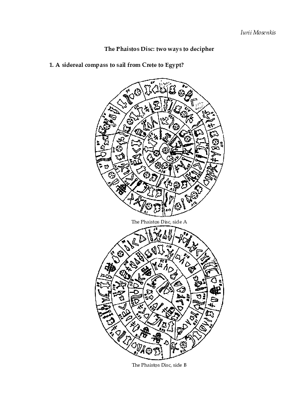(DOC) The Phaistos Disc: two ways to decipher. 1. A sidereal compass to ...
