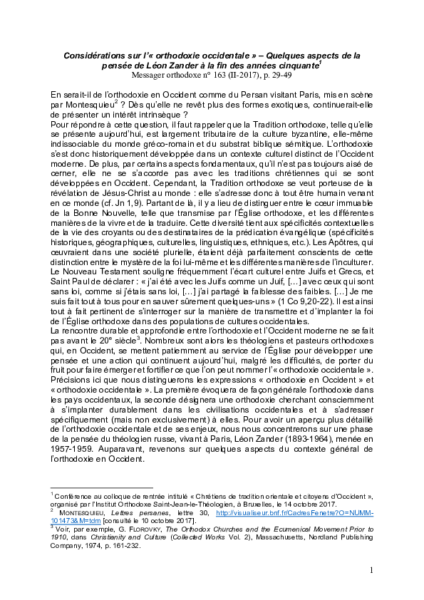 (PDF) Considérations sur l’« orthodoxie occidentale » – Quelques ...
