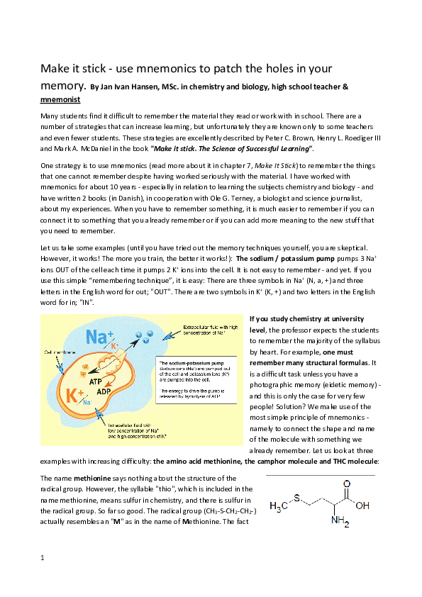 (PDF) Make it stick - use mnemonics to patch the holes in your memory..pdf