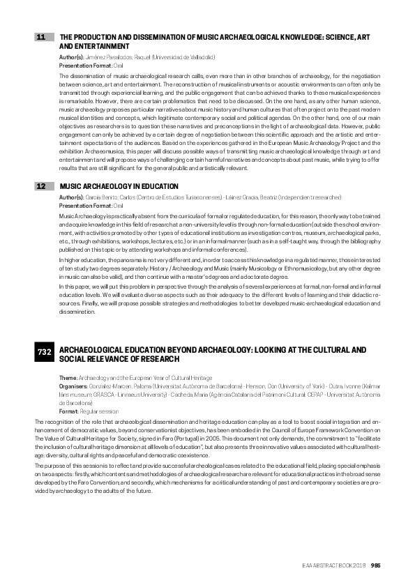 (PDF) Session on "Archaeological education beyond archaeology: looking ...