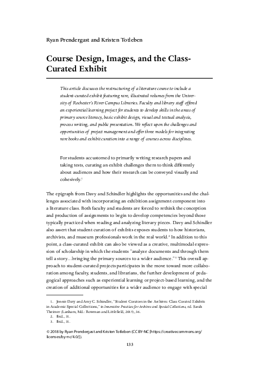 (PDF) Course Design, Images and the Class-Curated Exhibit