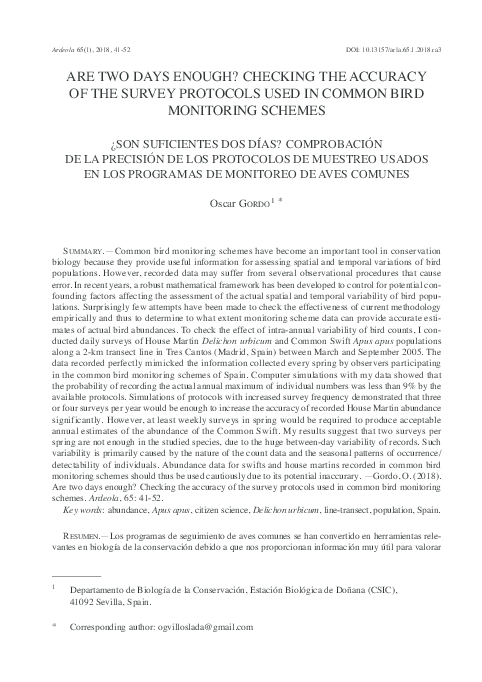 (PDF) Are two days enough? Checking accuracy of survey protocols used ...