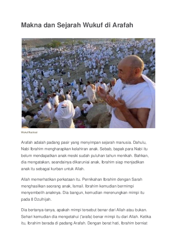 (DOC) Makna dan Sejarah Wukuf di Arafah