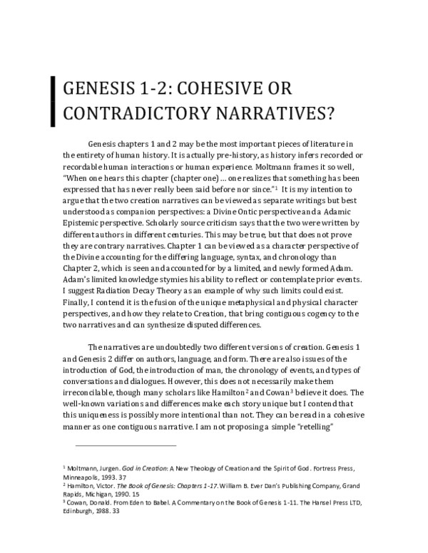 (PDF) Genesis 1-2 Cohesive or Contradictory Narrative.pdf