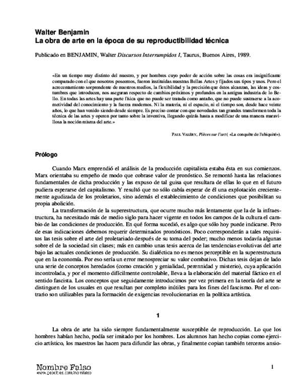 (PDF) Textos Pardo Benjamin La obra de arte