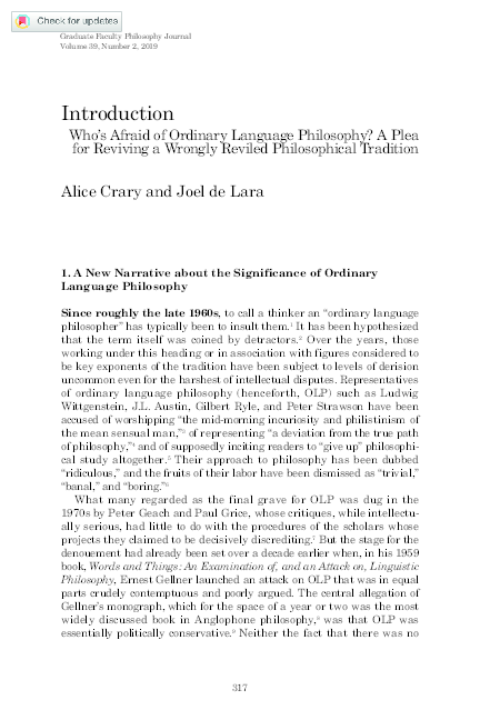 (PDF) Who's Afraid of Ordinary Language Philosophy? A Plea for Reviving ...