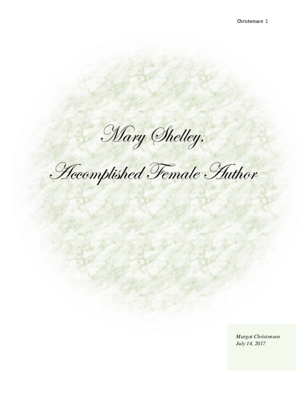 (DOC) Mary Shelley, Accomplished Female Author