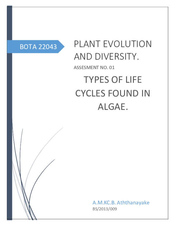 (PDF) PLANT EVOLUTION AND DIVERSITY .pdf