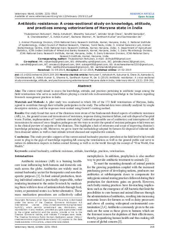 (PDF) Antibiotic resistance: A cross-sectional study on knowledge, attitude, and practices among ...