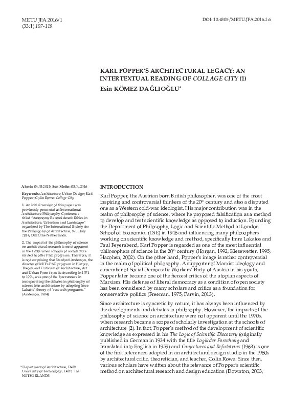 (PDF) Karl Popper’s Architectural Legacy: An Intertextual Reading of ...