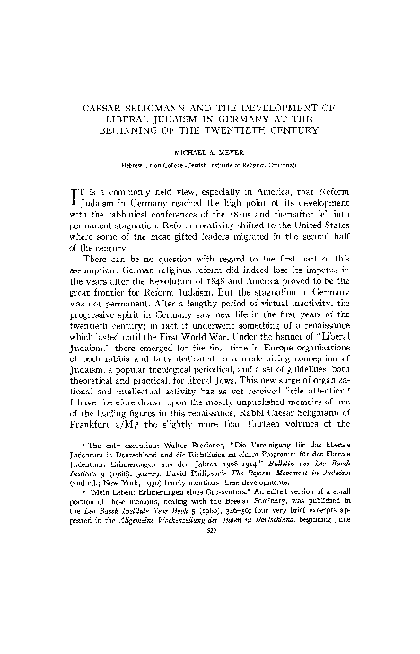 (PDF) Michael A. Meyer, “Caesar Seligmann and the Development of ...