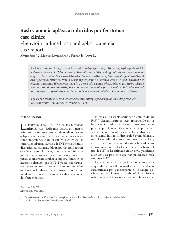 (PDF) Phenytoin-induced rash and aplastic anemia