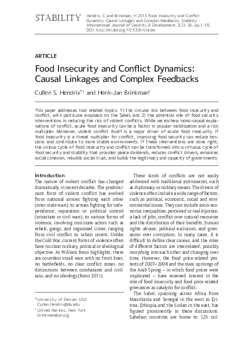 (PDF) Food Insecurity and Conflict Dynamics