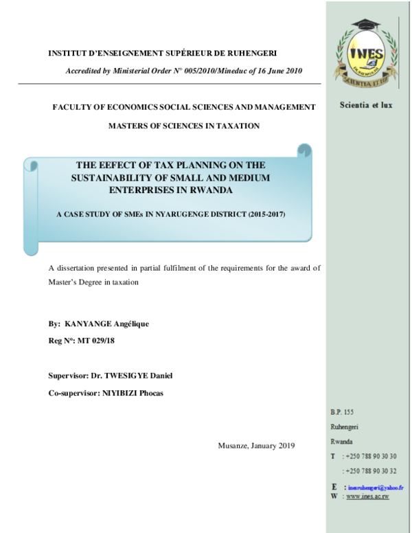 (PDF) THE EEFECT OF TAX PLANNING ON THE SUSTAINABILITY OF SMALL AND ...