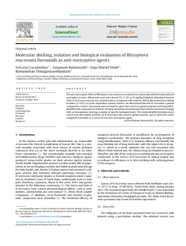 (PDF) Molecular docking, isolation and biological evaluation of ...