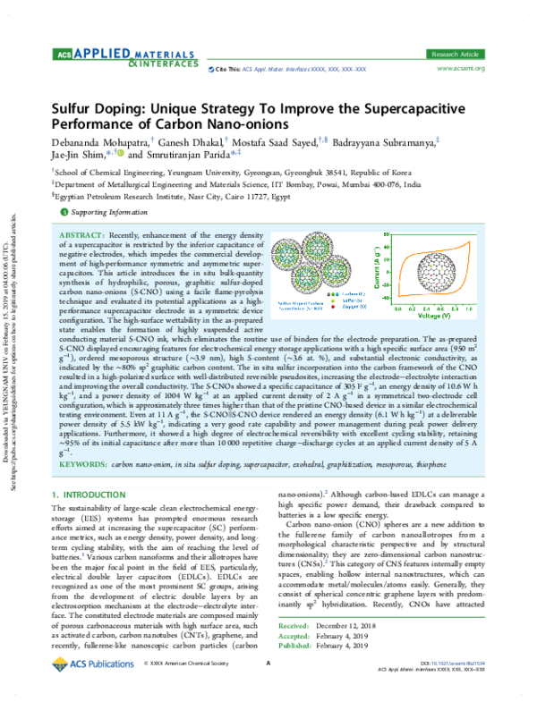 (PDF) Sulfur Doping: Unique Strategy To Improve the Supercapacitive ...