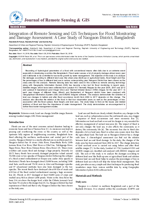 (PDF) Integration of Remote Sensing and GIS Techniques for Flood Monitoring and Damage ...