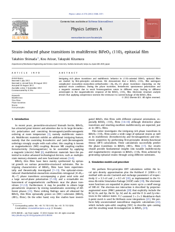 (PDF) Strain-induced phase transitions in multiferroic BiFeO3 epitaxial film