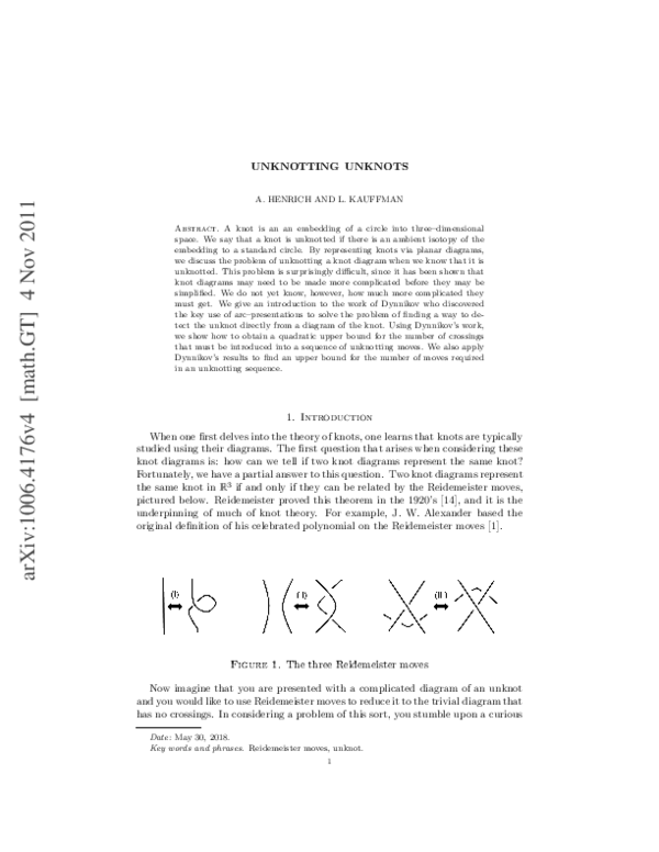 (PDF) Unknotting Unknots